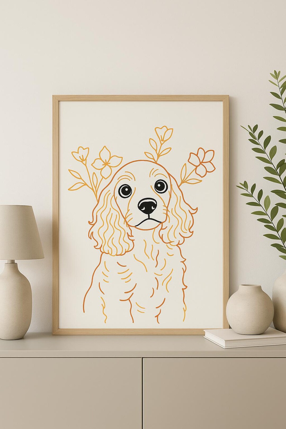 Custom Cocker Spaniel Line Art – Personalised Pet Portrait From Your ...
