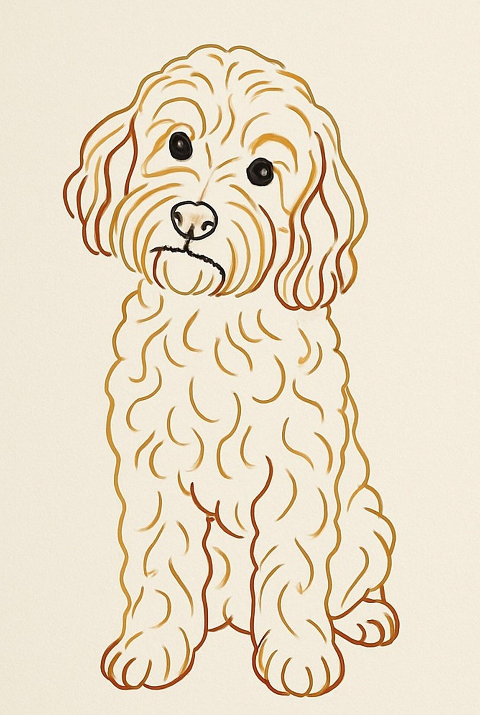 Cockapoo Outline Art - Colour Pet Portrait for Dog Lovers - Etsy UK