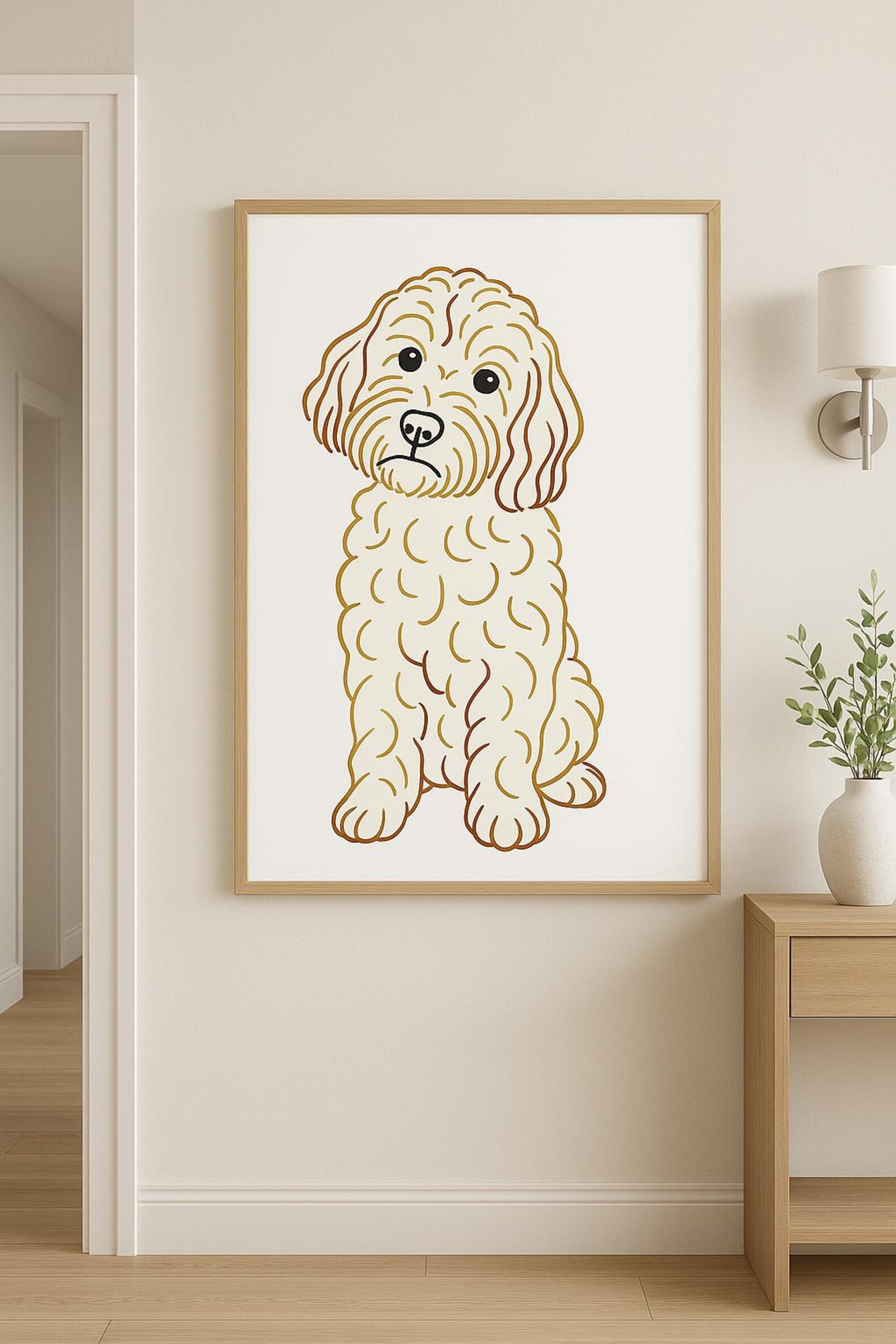 Cockapoo Outline Art - Colour Pet Portrait for Dog Lovers - Etsy UK