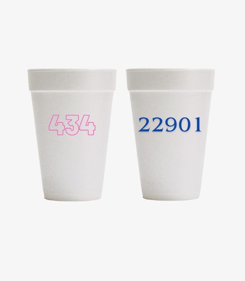 Zip Code and Area Code Styrofoam Cups- Set of 12 - Etsy