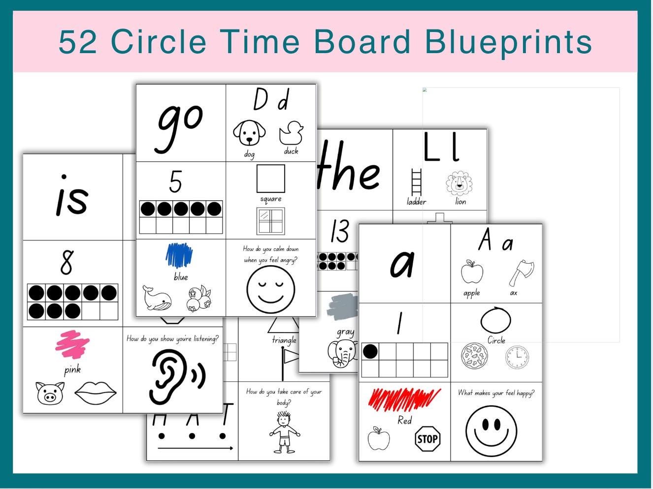Circle Time Learning Board Printable Blueprint | Toddler & Preschool ...