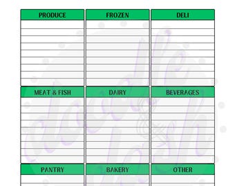 Grocery List Printable Template, Grocery Planner, Food Shopping List ...