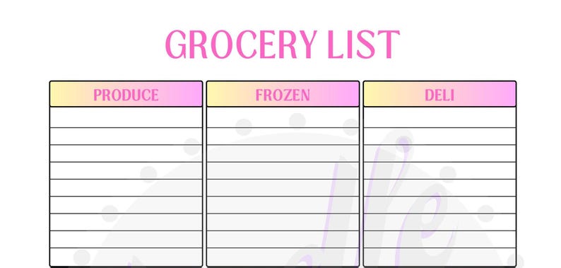 Grocery List Printable Template, Grocery Planner, Food Shopping List ...