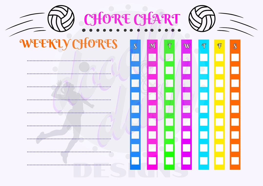 Volleyball Chore Chart - Etsy