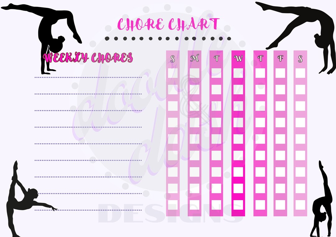 Pink Gymnastics Chore Chart - Etsy