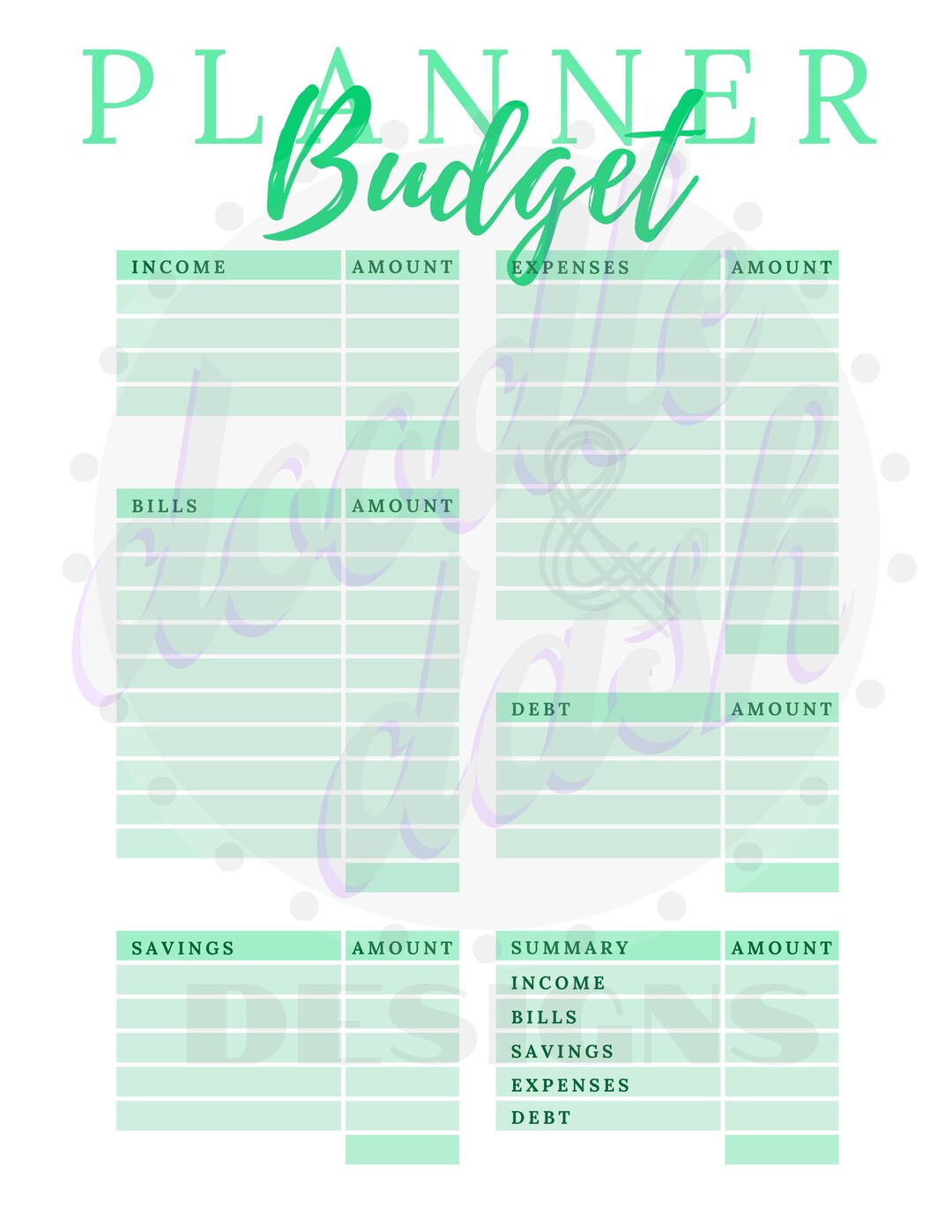Green Digital Budget Planner, Standard & A4 Sizes - Etsy