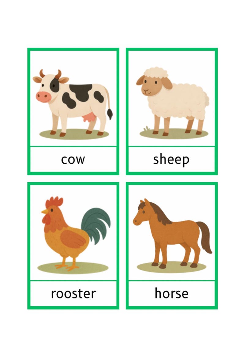 Farm Vocabulary Flashcards – Printable PDF for Preschool & Kindergarten ...