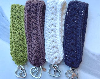 Handmade Crochet Wristlet Keychain + Key Fob - Etsy