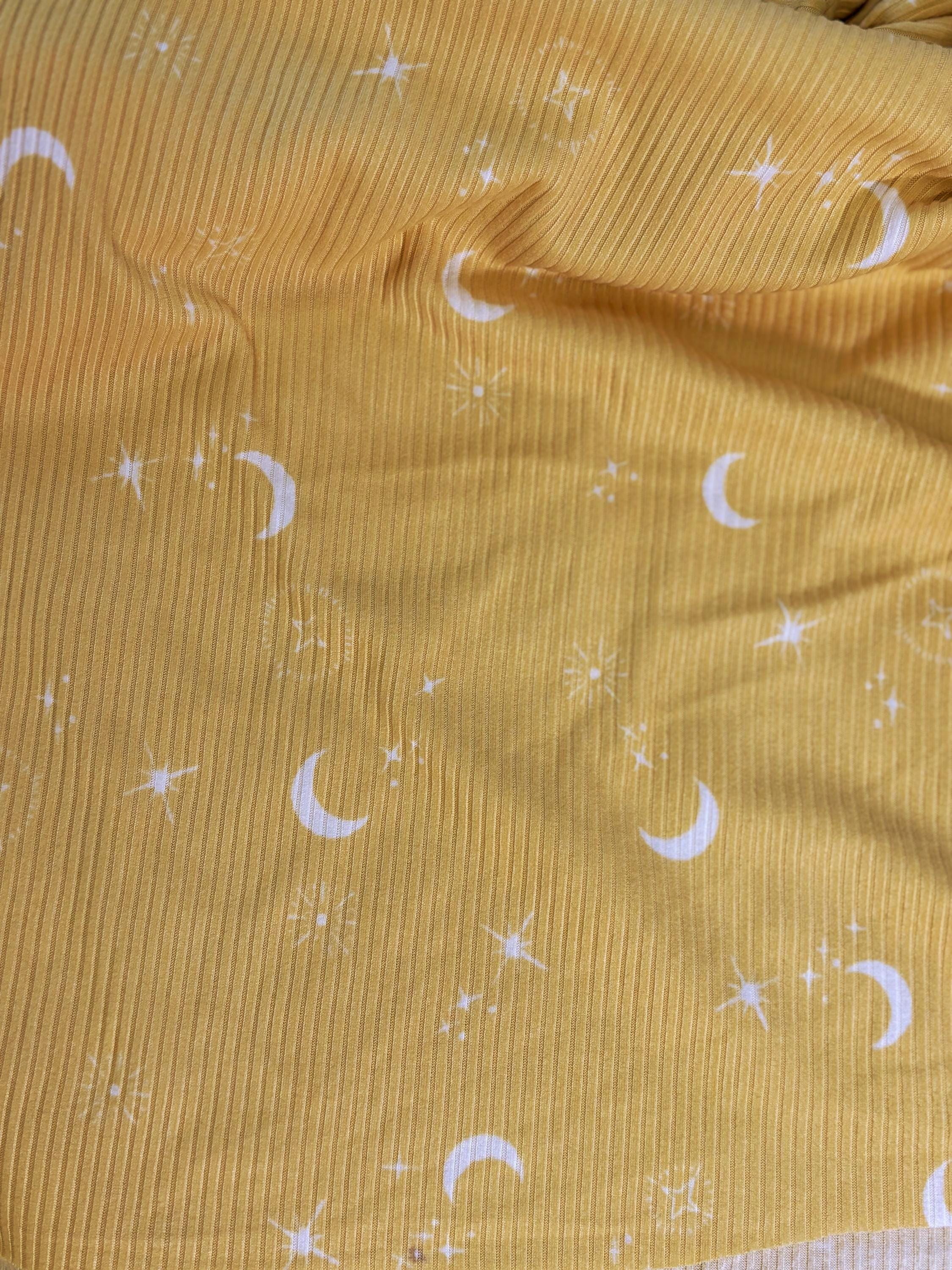 Pastel Yellow Celestial Rib Knit Fabric – Soft Poly Rayon Stretch – 57 ...