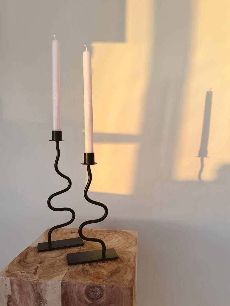 Wavy Iron Candle Holder Duo - Etsy