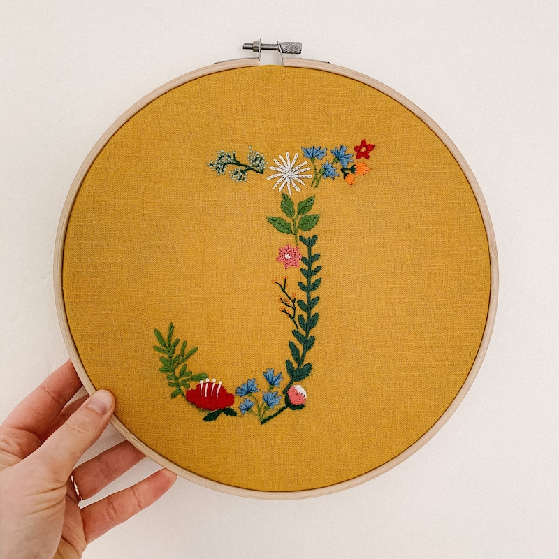 Letter J Embroidery - Etsy
