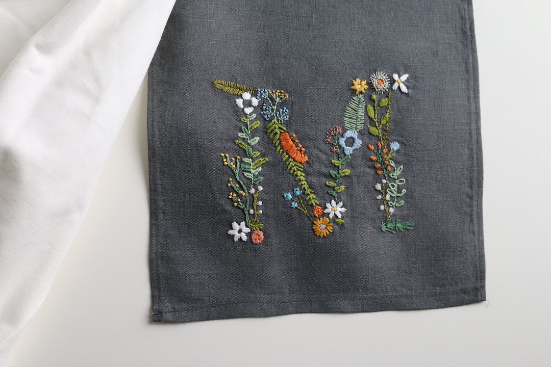 Letter M Botanical Embroidery Design | Floral Monogram PDF Embroidery ...