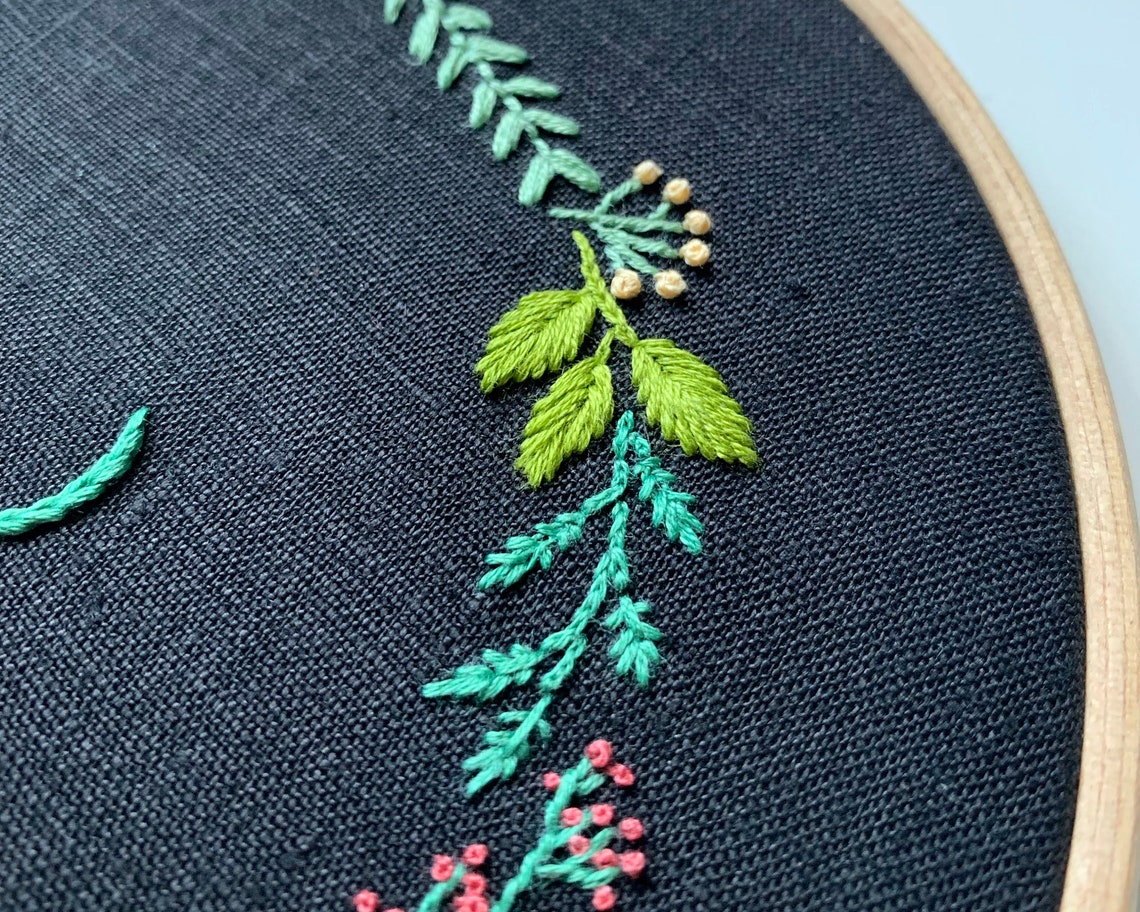 Botanical Wreath Embroidery Pattern | Digital Tutorial - Etsy