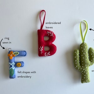 Custom Monogram Embroidered Felt Ornament, Beaded Christmas Ornament ...
