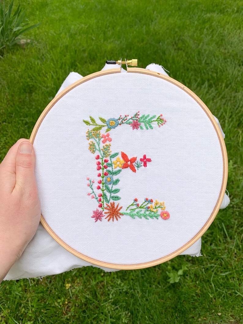 Letter G Botanical Embroidery Pattern Floral Monogram PDF - Etsy