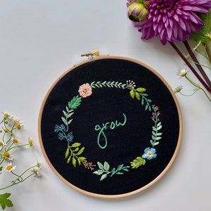 Botanical Wreath Embroidery Pattern Digital Tutorial Etsy