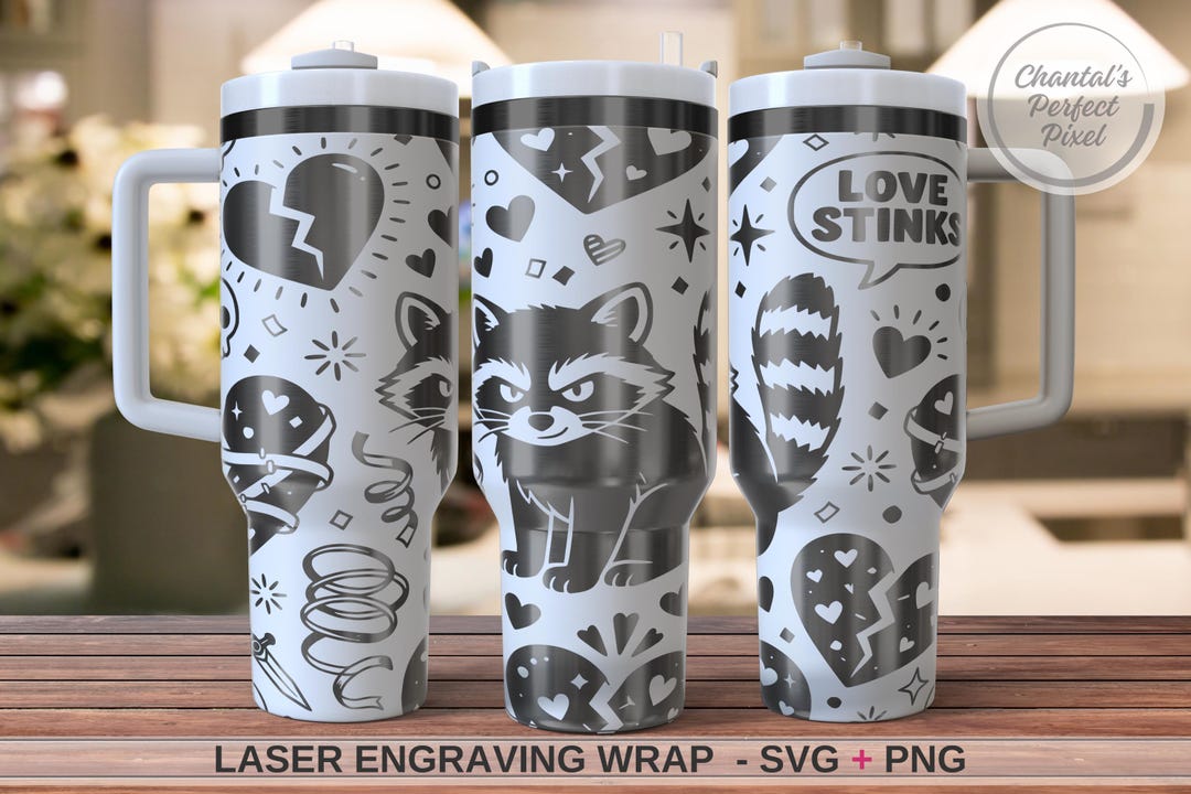 Love Stinks Laser Tumbler Wrap SVG PNG | Funny Anti Valentine Raccoon ...