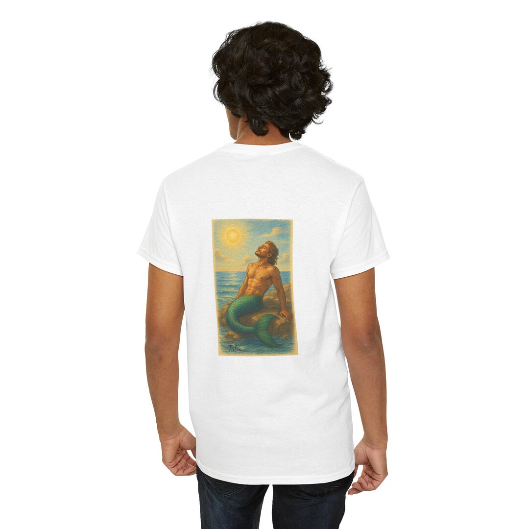 Merman Triton Lounging in the Sun T-shirt- Underwater Fantasy Tee ...