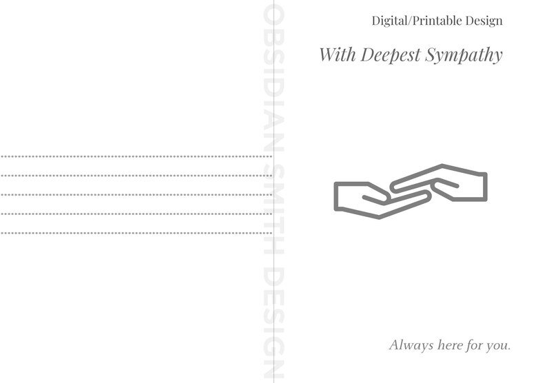 Printable Folded Sympathy Card, With Deepest Sympathy Greeting, Minimal ...