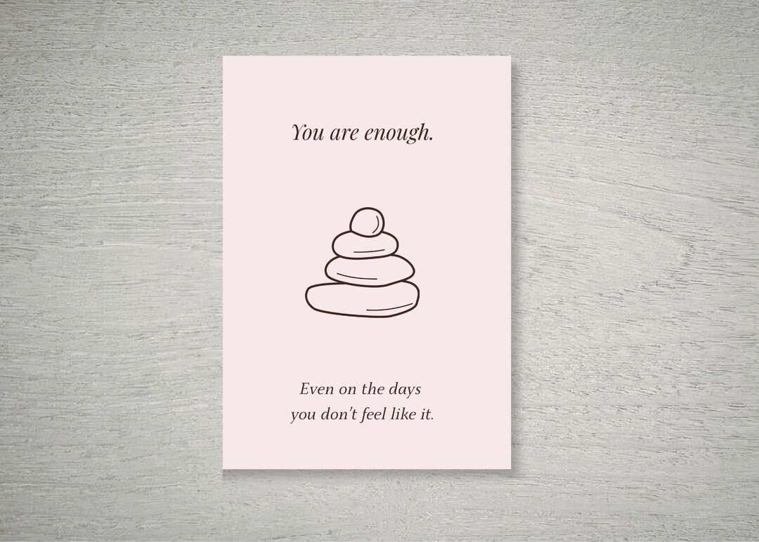 You Are Enough Card Printable, Minimal Encouragement Card, Self Worth ...