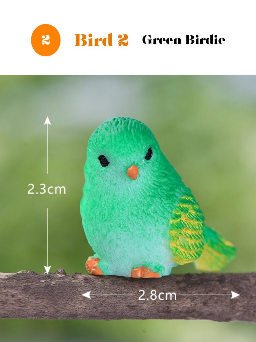 Miniature Bird Figurines, Tiny Parakeet Set, Fairy Garden Birds ...