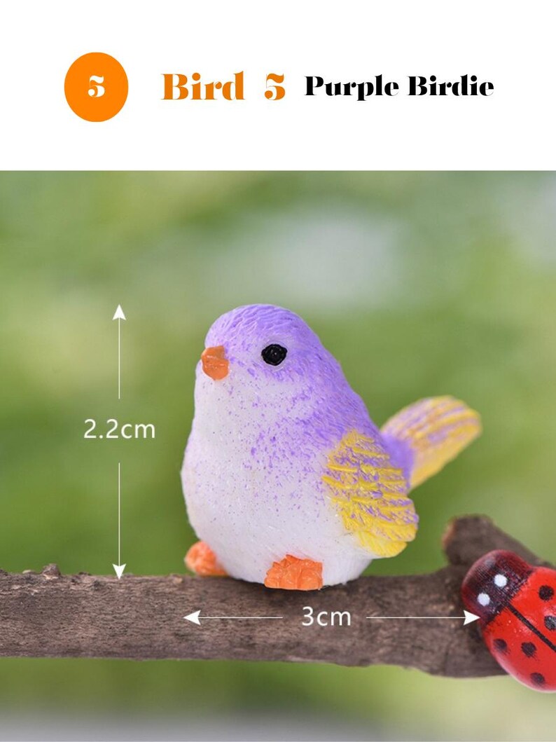 Miniature Bird Figurines, Tiny Parakeet Set, Fairy Garden Birds ...