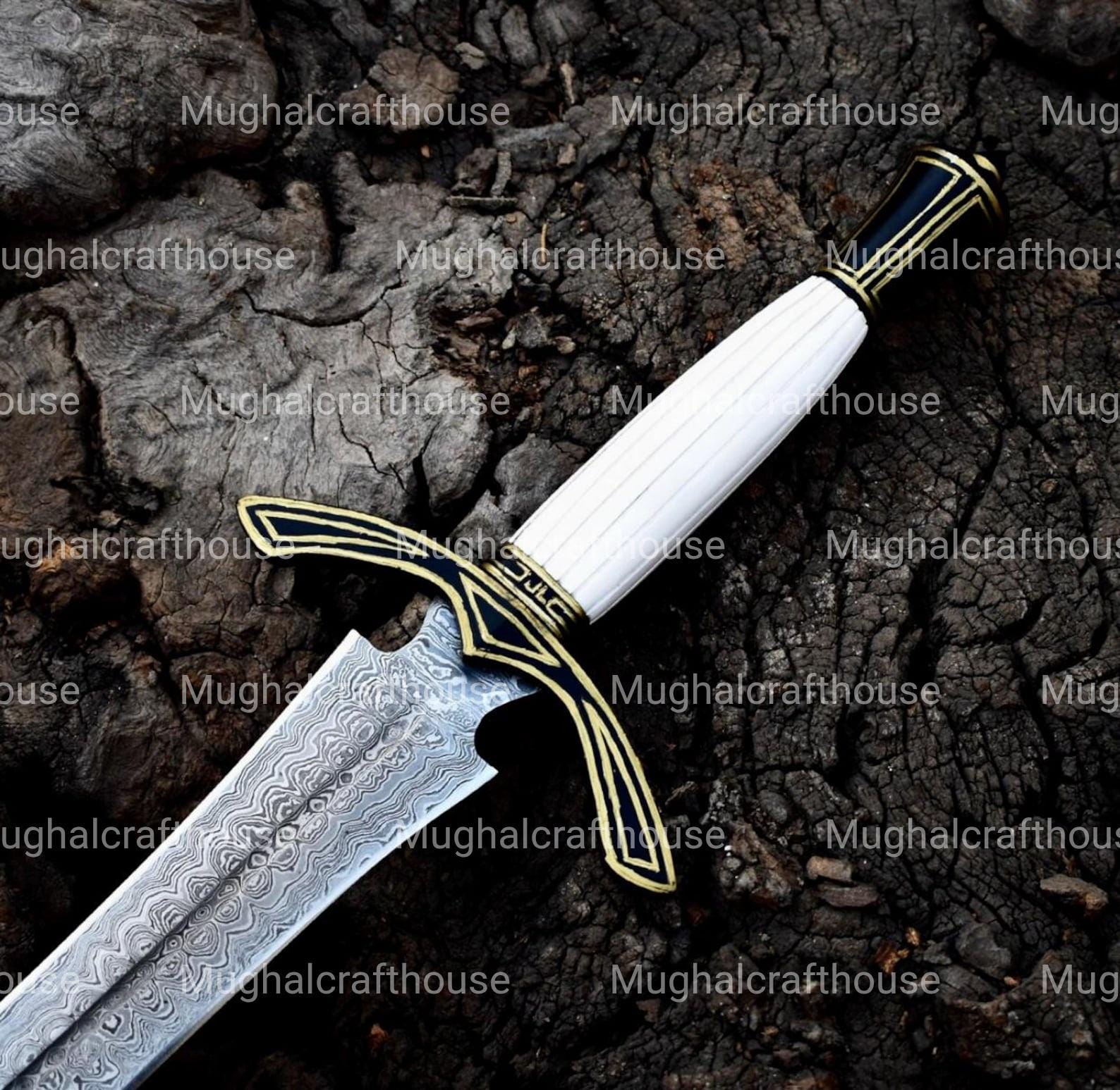 Hand Forged Damascus Steel Viking Sword, Real Medieval Sword, Custom Handmade Vikings Sword ...