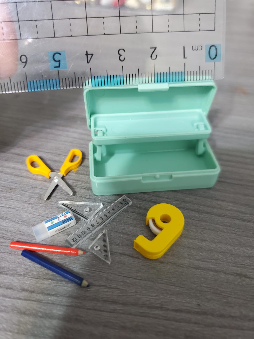 Miniatures Stationery Set, Pemcil Box, Pencil Case, Scissors, Pencil ...
