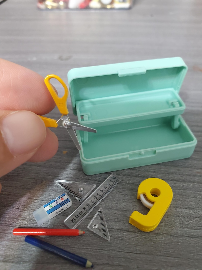 Miniatures Stationery Set, Pemcil Box, Pencil Case, Scissors, Pencil ...