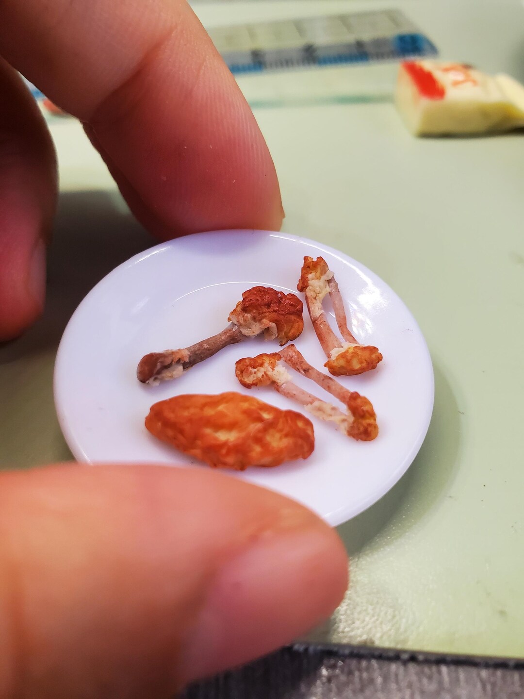 Handmade Polymer Clay Tiny Chicken and Chicken Bones, Dollhouse ...