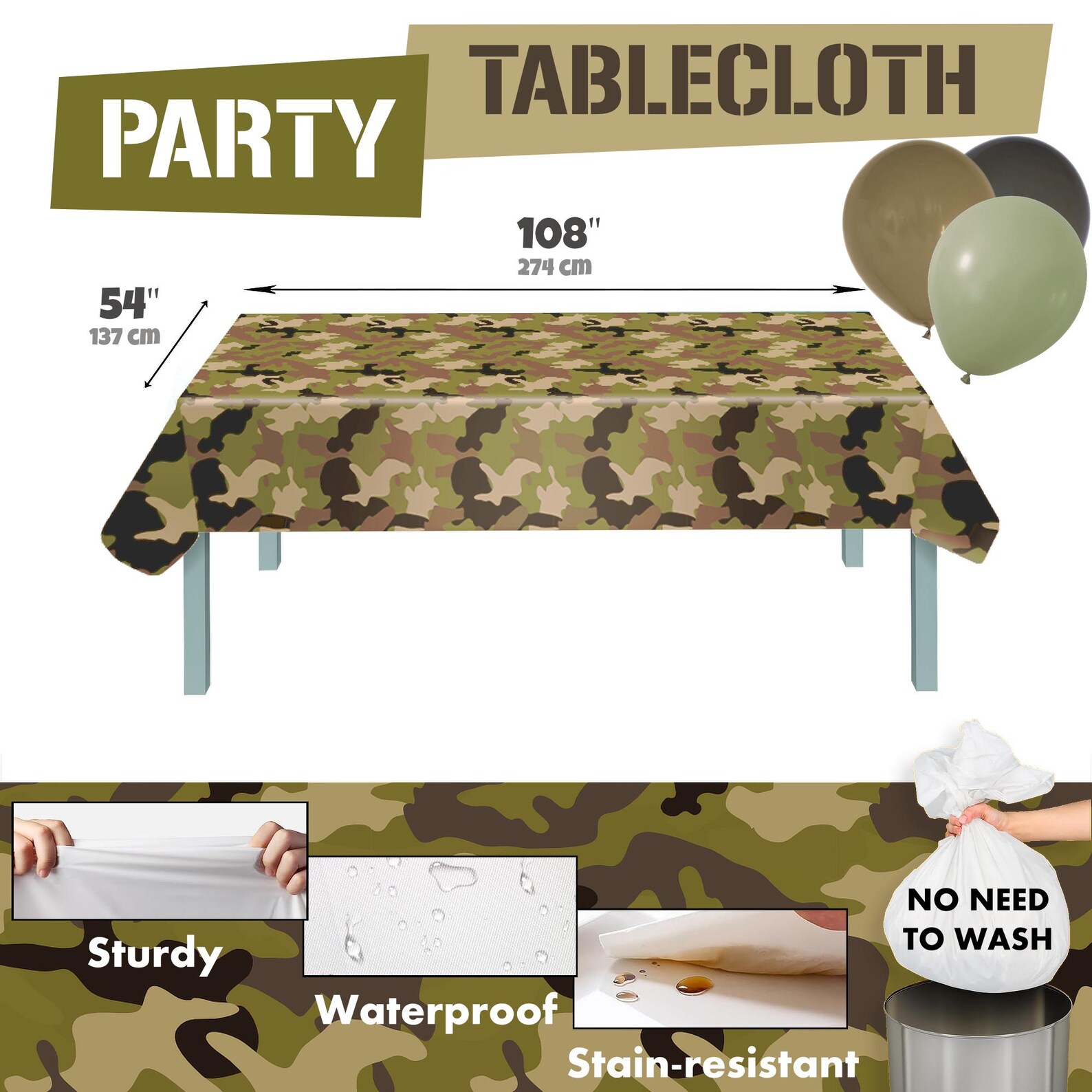 Army Party Decorations - Camo Party Supplies - Paper Plates, Napkins ...
