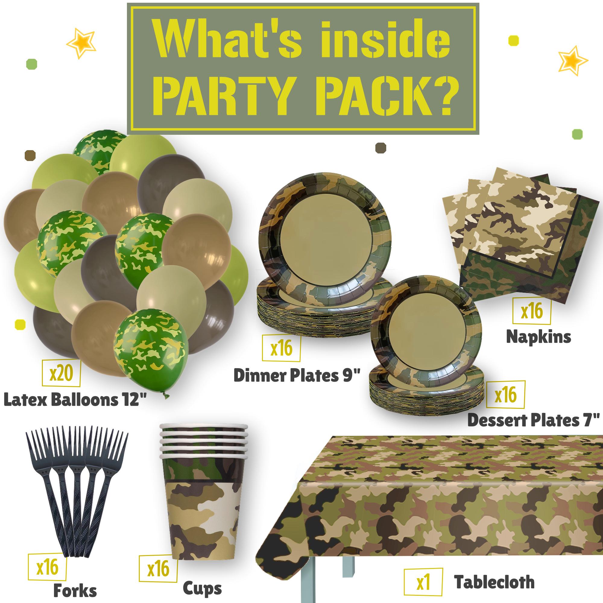 Army Party Decorations - Camo Party Supplies - Paper Plates, Napkins ...