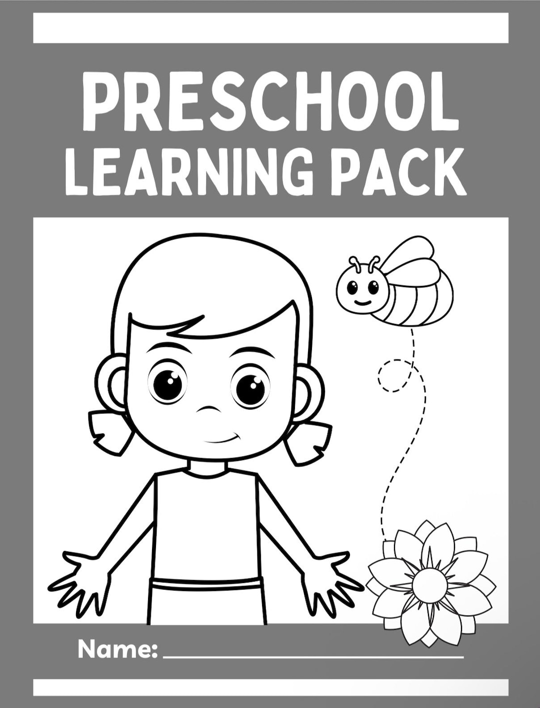 Back to School Preschool Learning Pack Worksheets in Grayscale ...