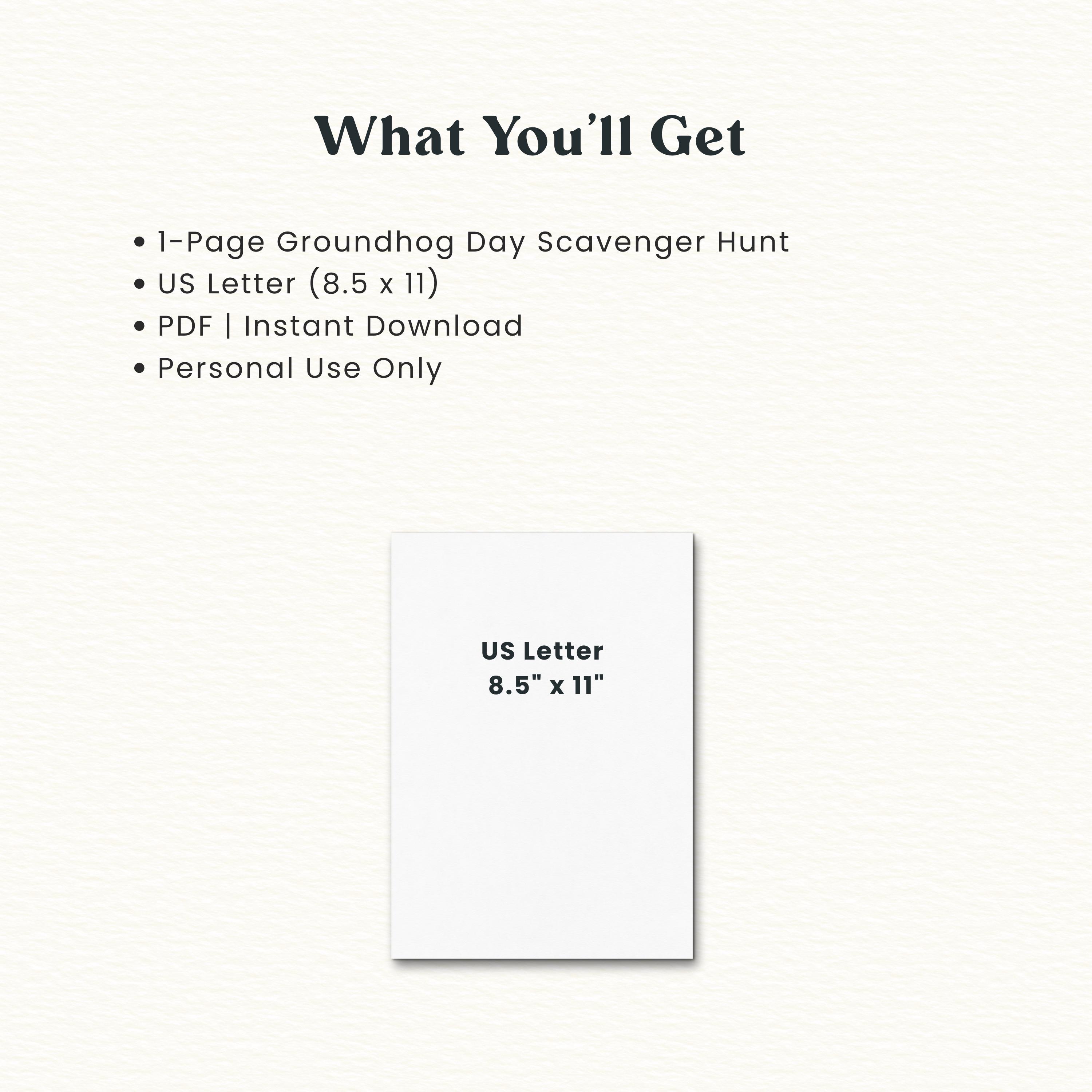 Groundhog Day Scavenger Hunt Printable for Kids — 1 Page PDF, Classroom ...