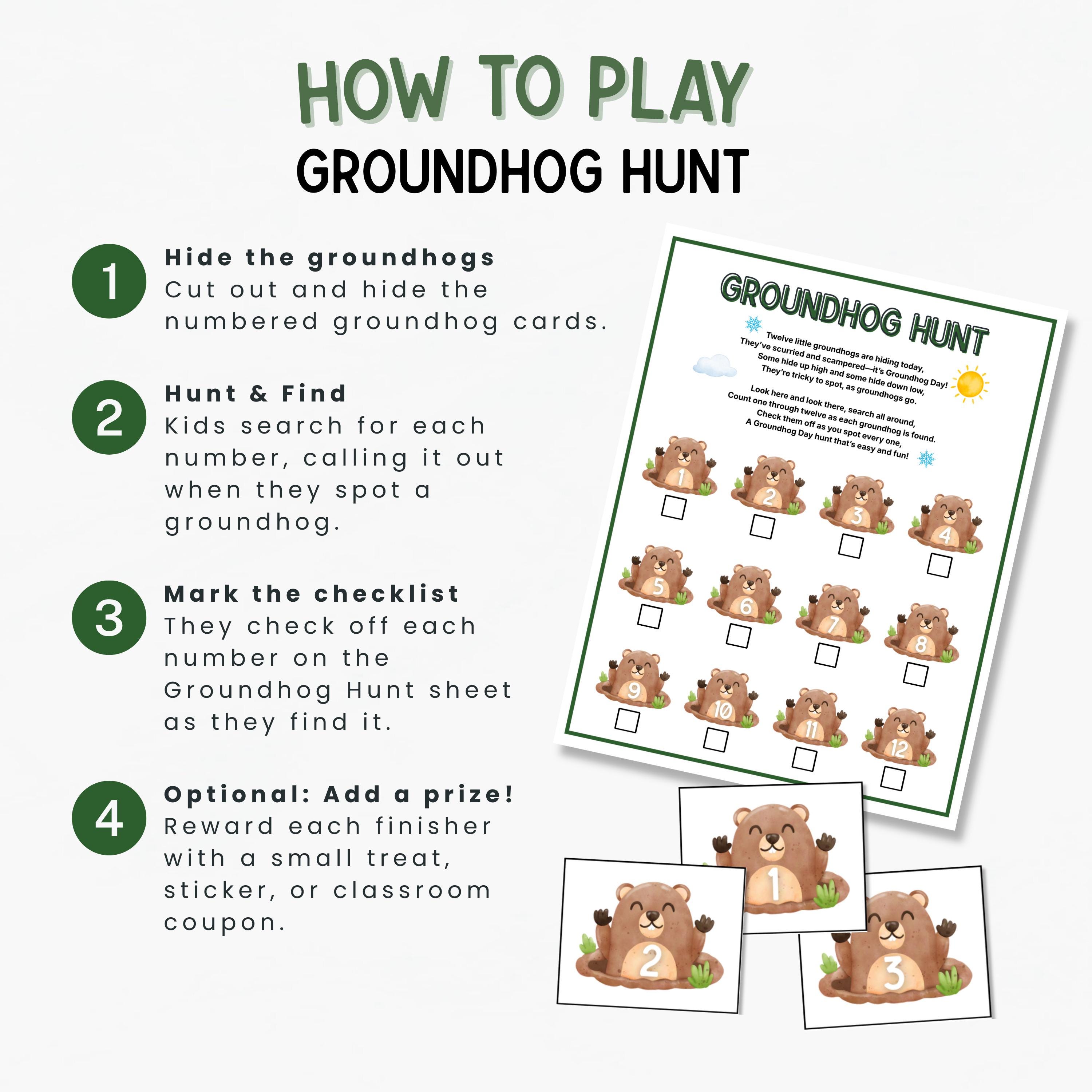 Groundhog Day Scavenger Hunt Printable for Kids, Easy Counting Activity ...