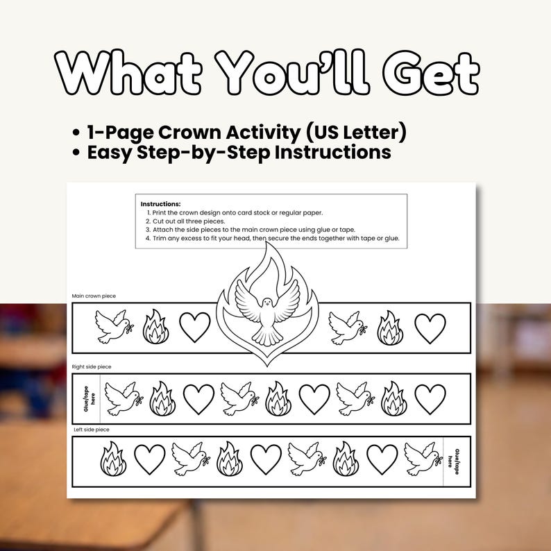 Pentecost Crown Craft for Kids, Sunday School Activity, Holy Spirit ...
