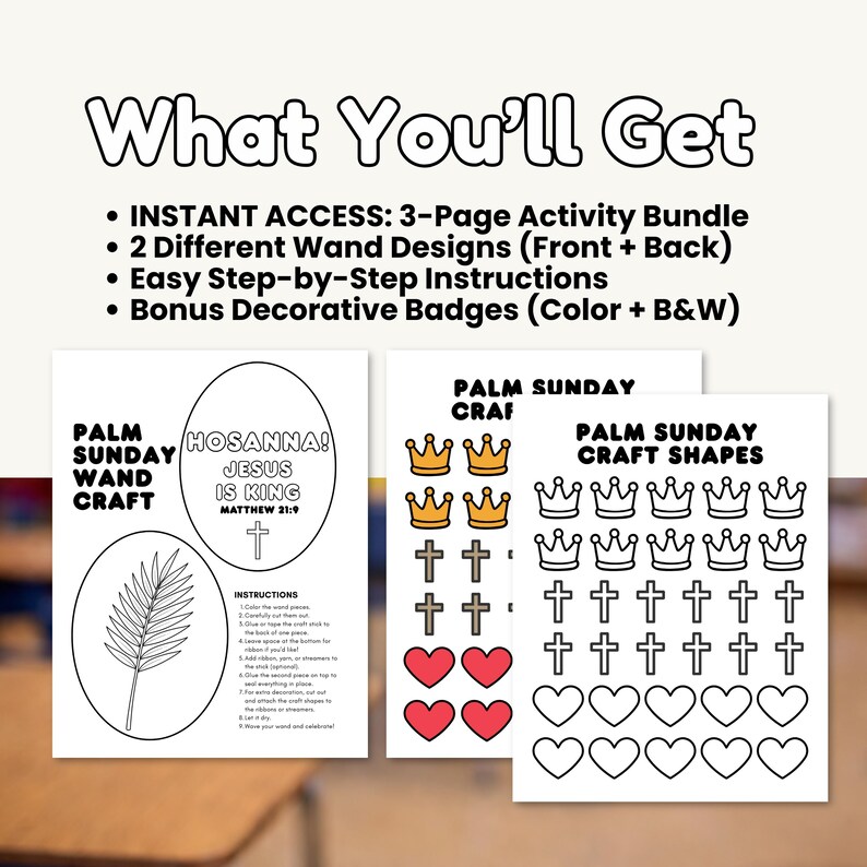 Palm Sunday Craft for Kids, Printable Wand Craft, Sunday School Lesson ...