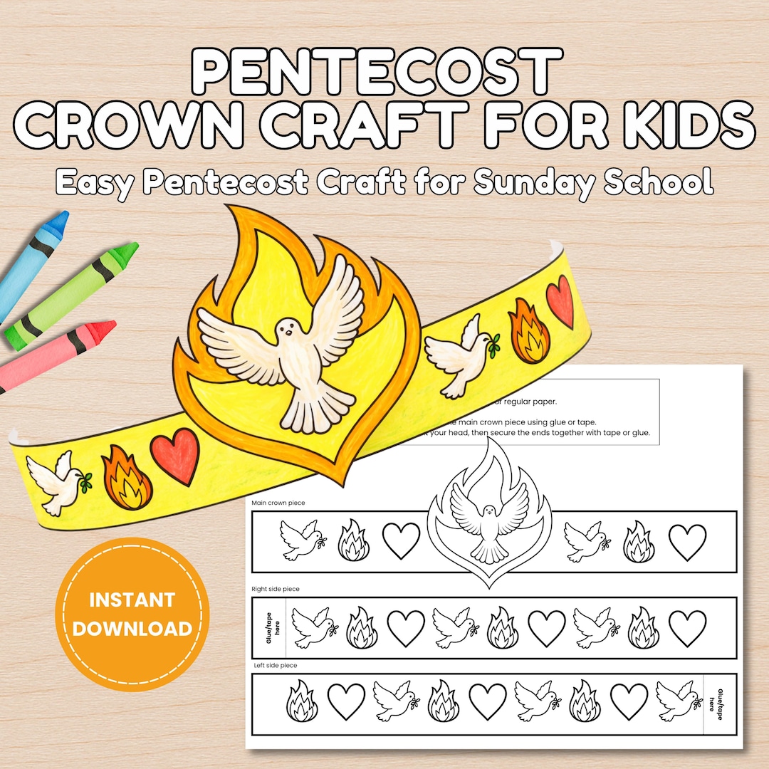 Pentecost Crown Craft for Kids, Sunday School Activity, Holy Spirit ...