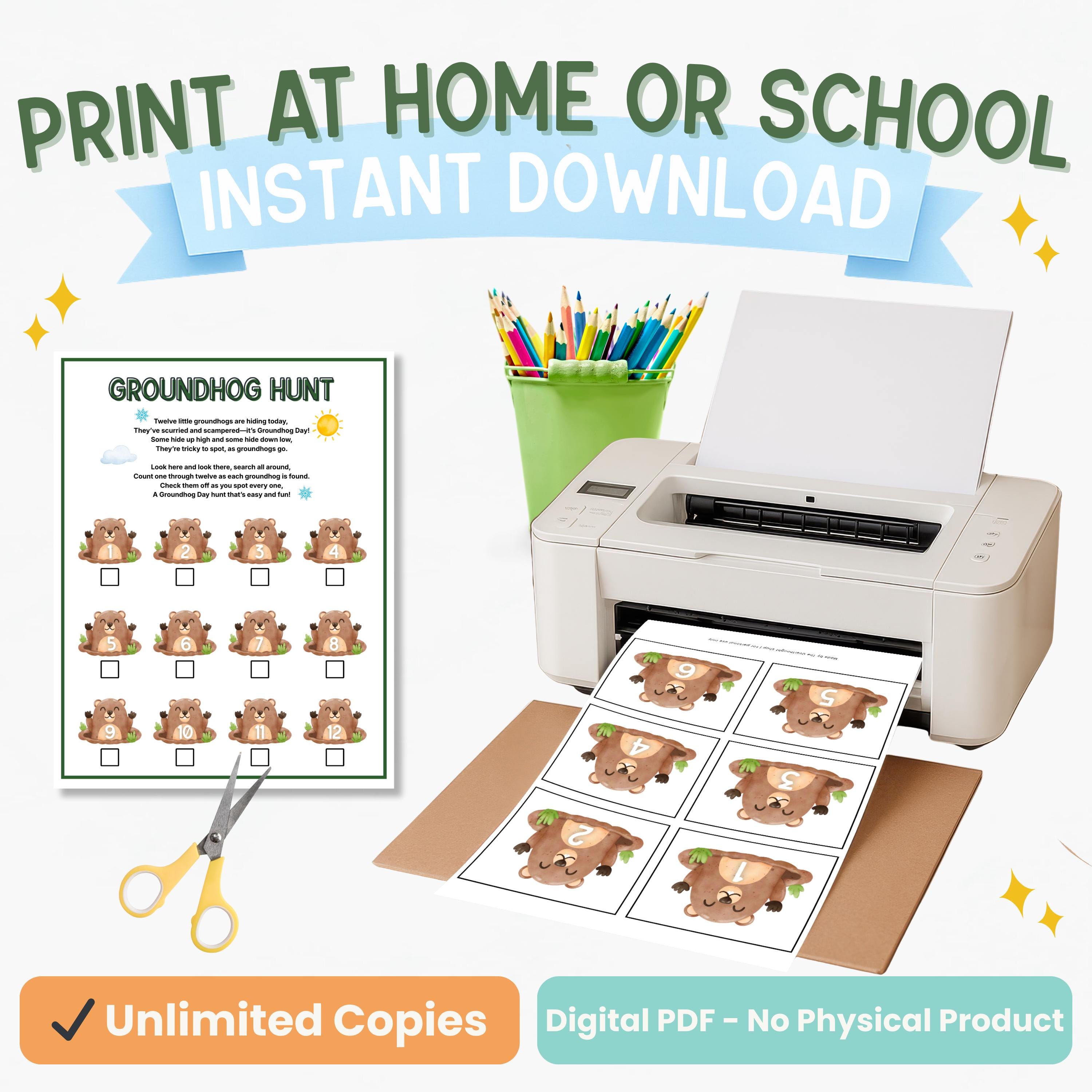 Groundhog Day Scavenger Hunt Printable for Kids, Easy Counting Activity ...