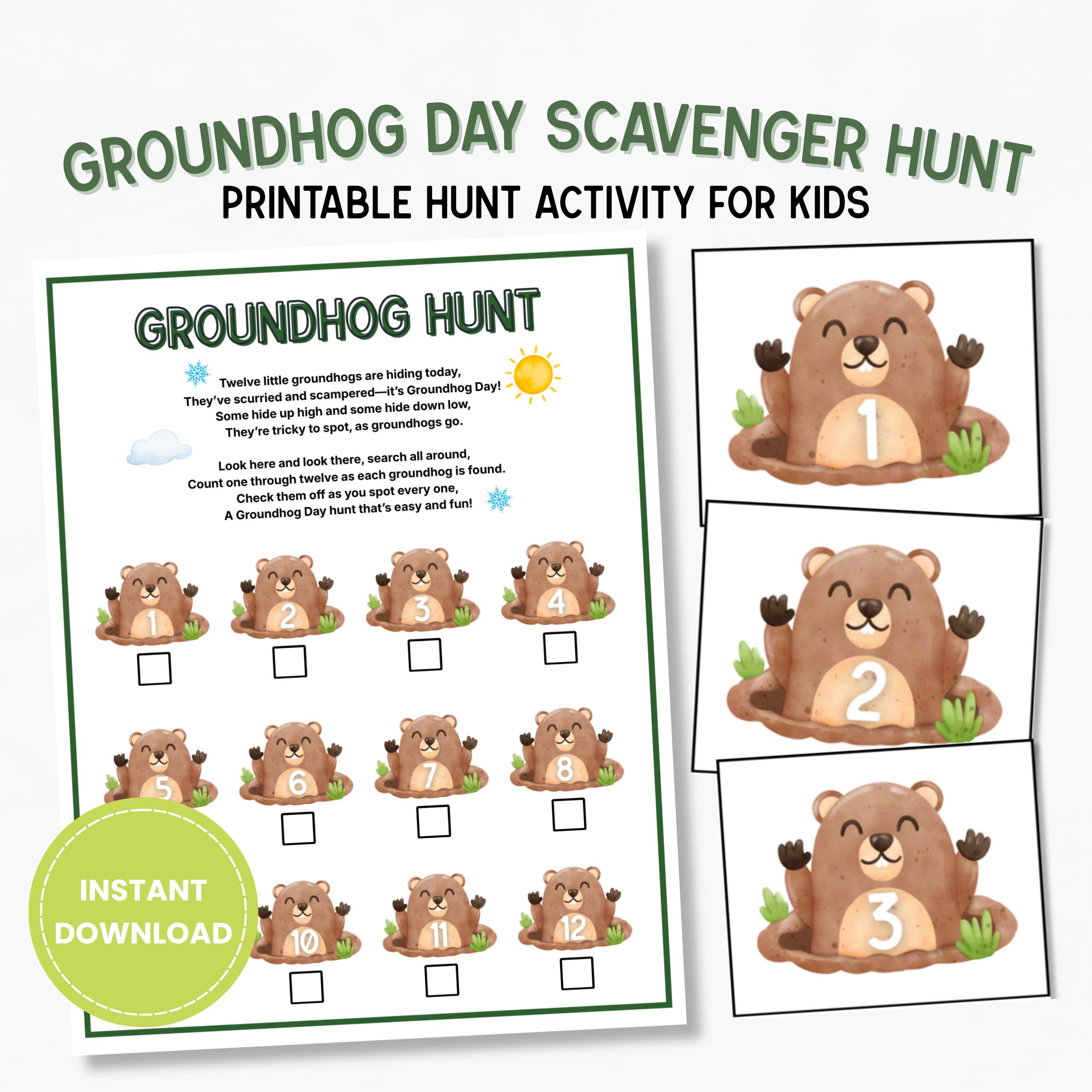 Groundhog Day Scavenger Hunt Printable for Kids, Easy Counting Activity ...