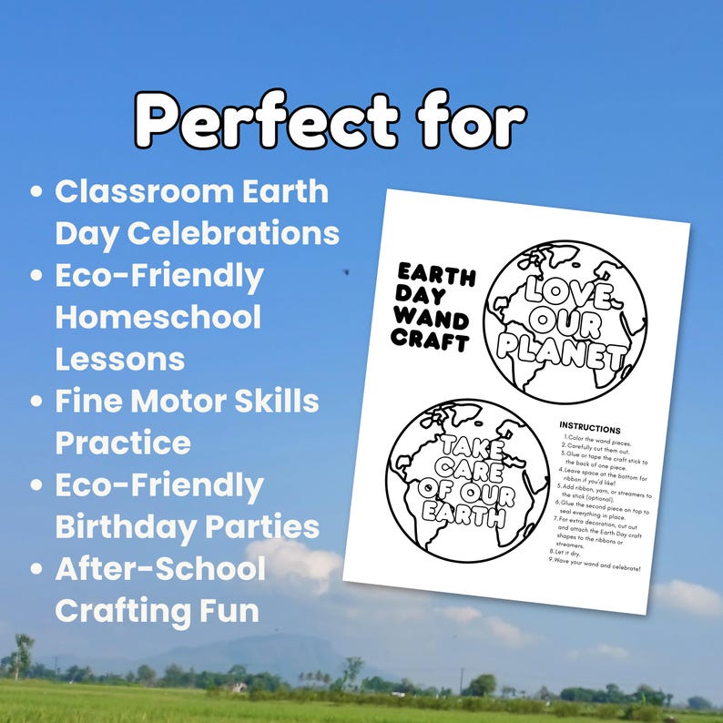 Earth Day Wand Craft for Kids, Printable Arbor Day Activity, Low Prep ...
