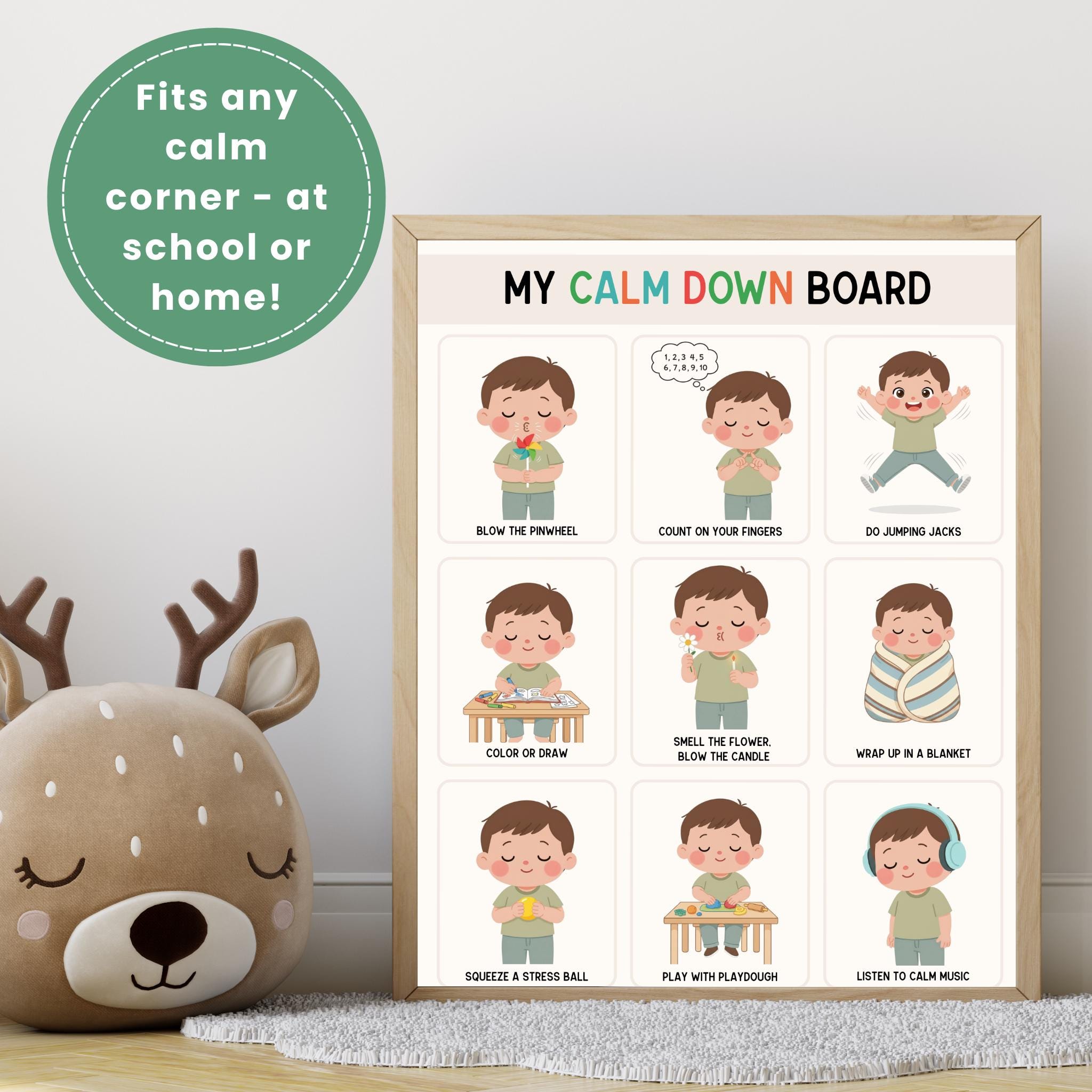 Calm Down Board for Kids, Printable Coping Skills Choice Board for Calm ...