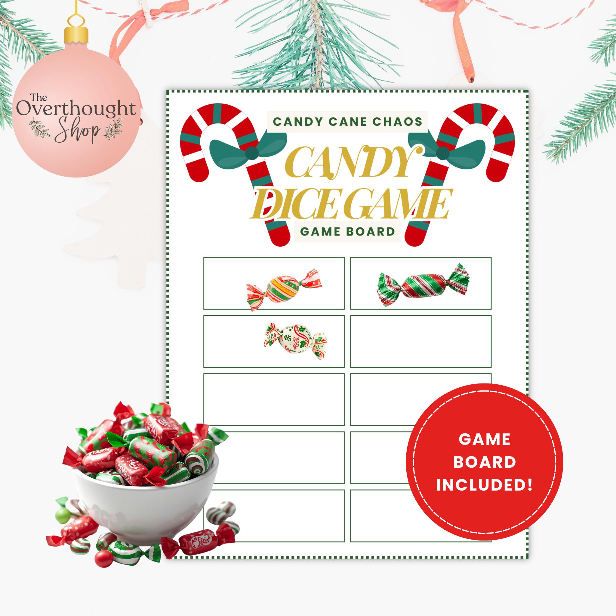 Christmas Candy Dice Game Printable, Holiday Dice Gift Exchange Game ...