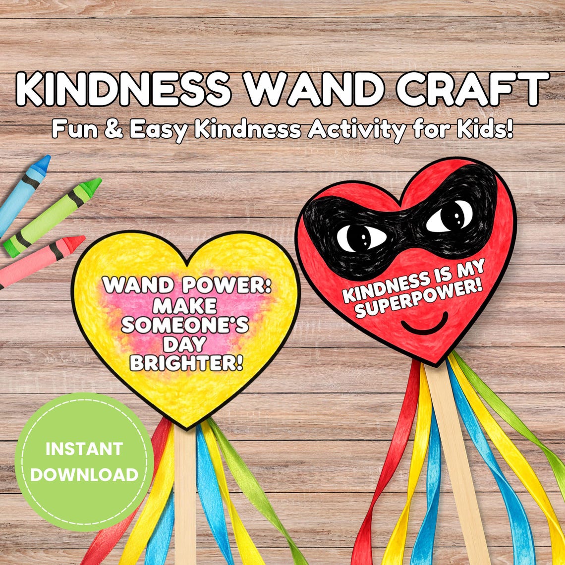 Kindness Wand Craft for Kids, Super Kid Heart Wand Printable, World ...