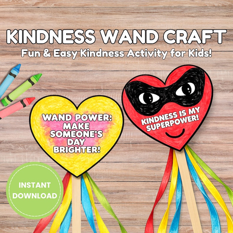 Kindness Wand Craft for Kids, Super Kid Heart Wand Printable, World ...