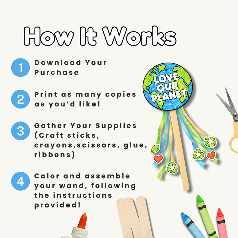 Earth Day Wand Craft for Kids, Printable Arbor Day Activity, Low Prep ...