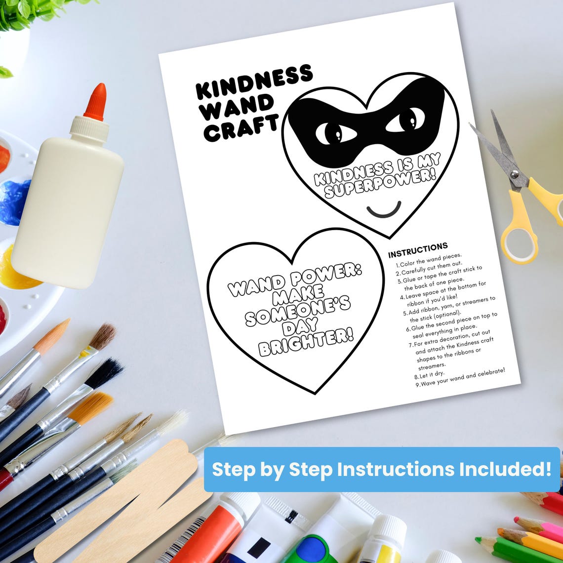 Kindness Wand Craft for Kids, Super Kid Heart Wand Printable, World ...