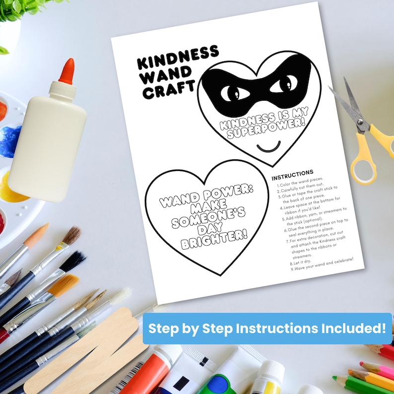 Kindness Wand Craft for Kids, Super Kid Heart Wand Printable, World ...