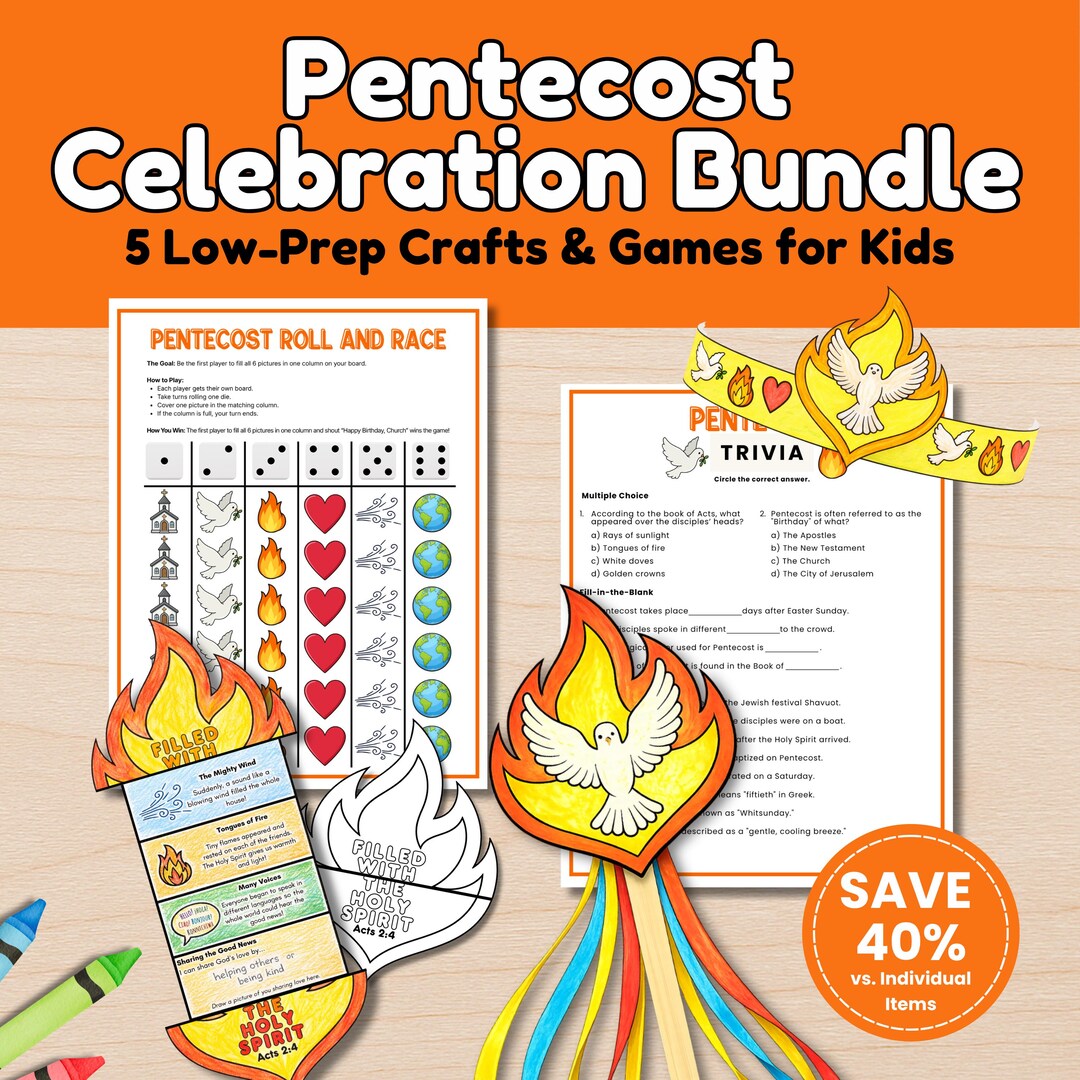 Pentecost Craft for Kids Bundle, Low-prep Sunday School Crafts & Games ...