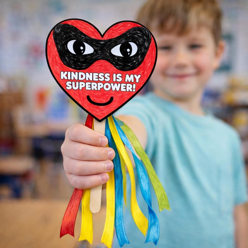 Kindness Wand Craft for Kids, Super Kid Heart Wand Printable, World ...